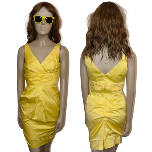 David's Bridal | Dresses | Davids Bridal Yellow Satin Sleeveless ...